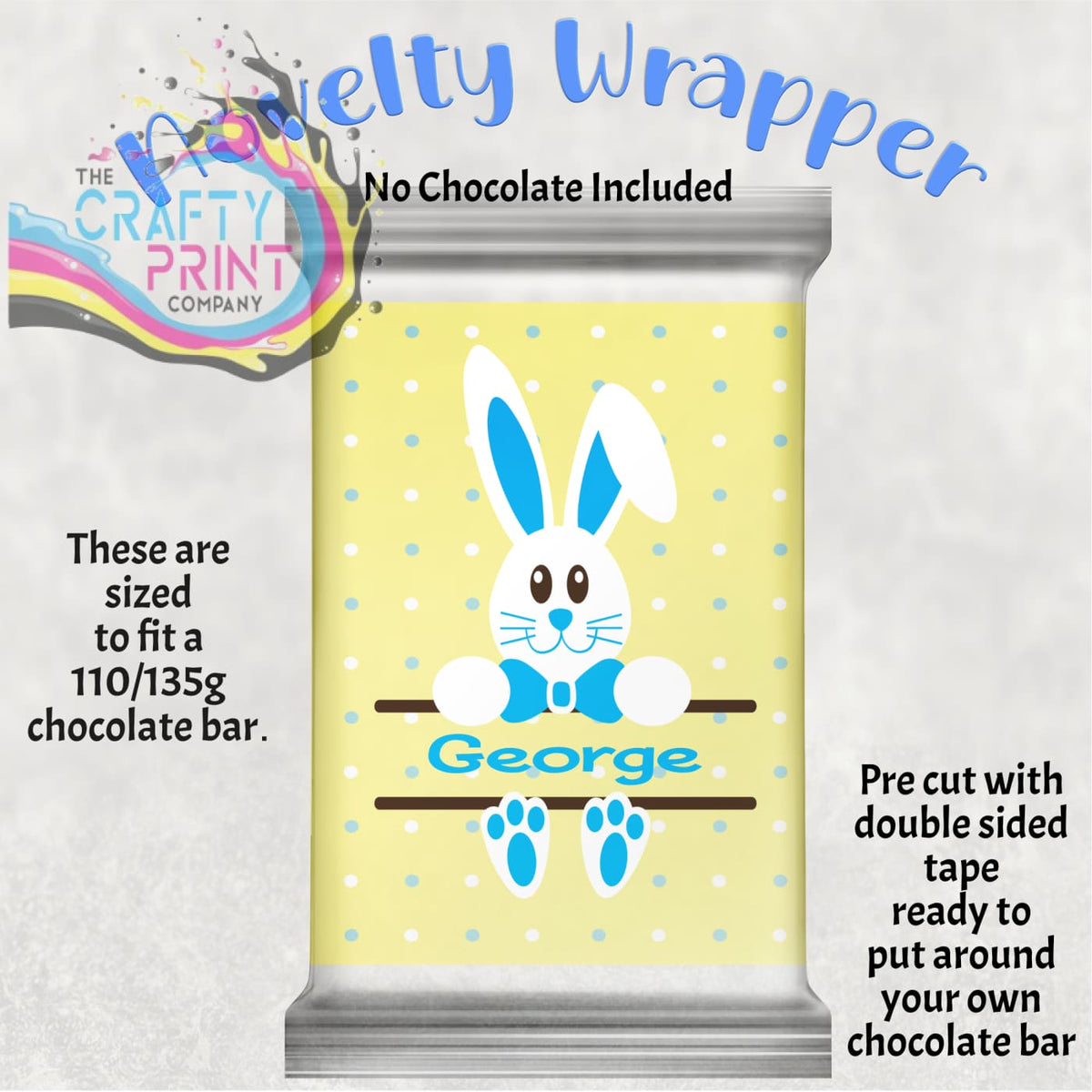 Bunny Personalised Chocolate Bar Wrapper – The Crafty Print Company