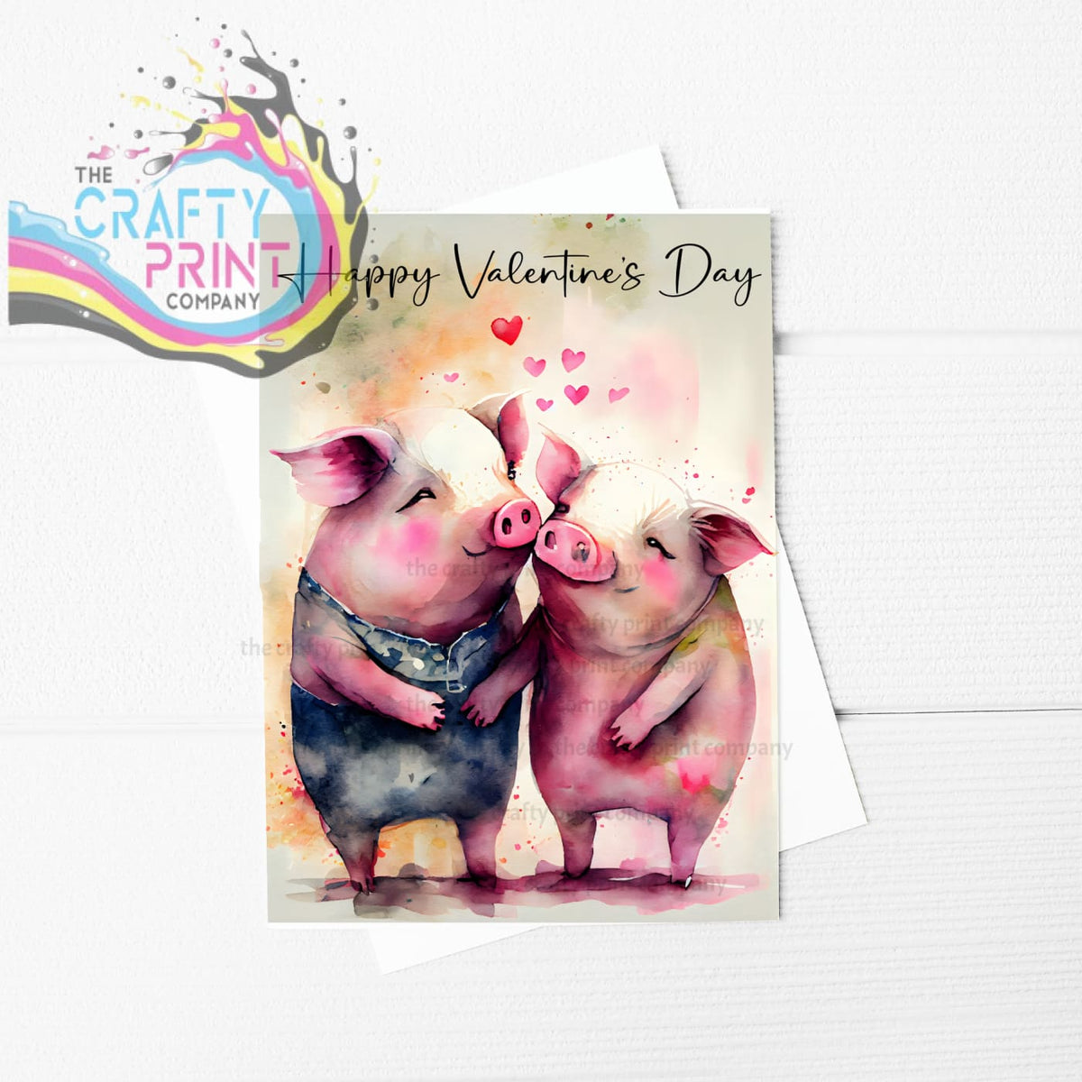 Happy Valentine's Day Pigs A5 Card – The Crafty Print Company