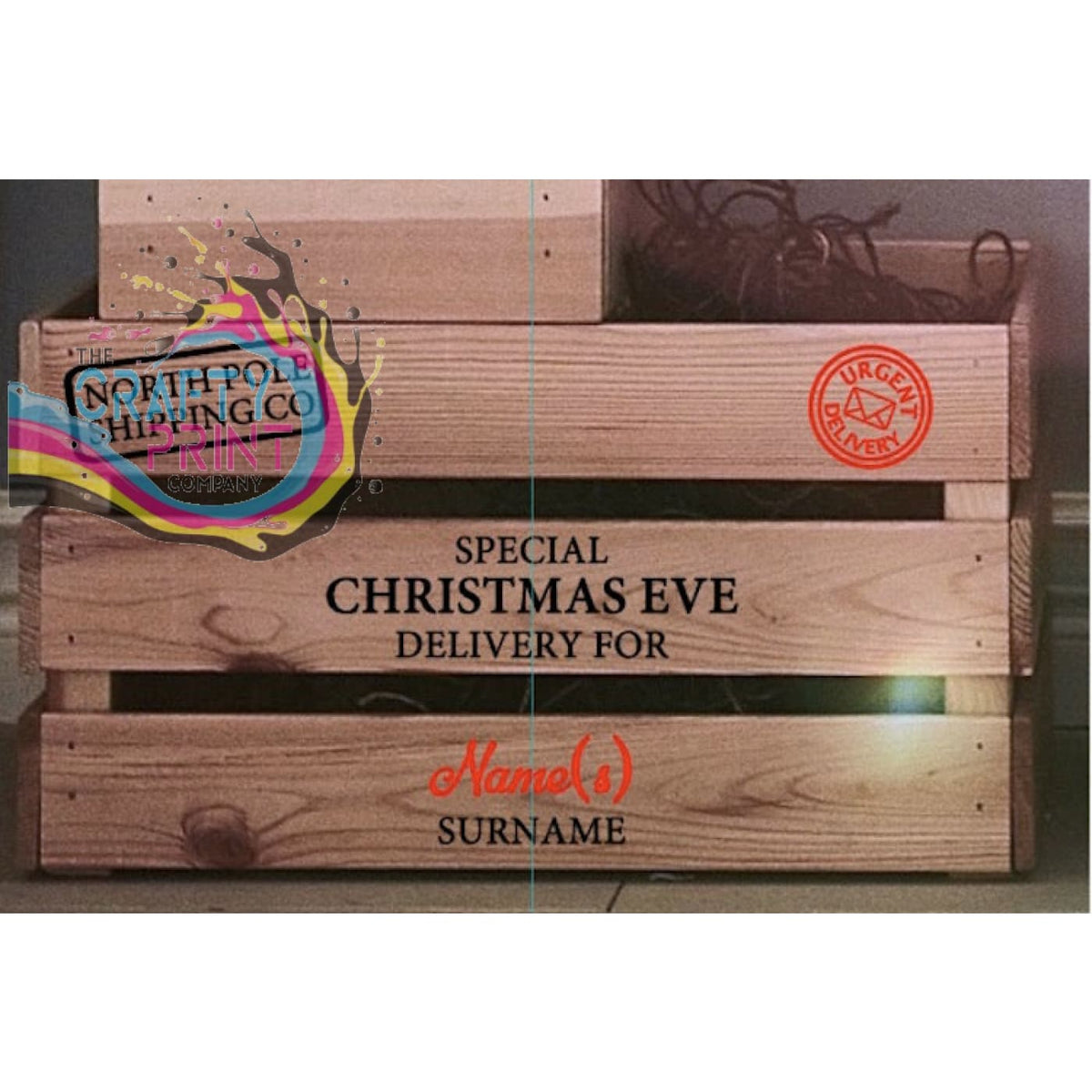 Christmas Eve Box Crate V4 Vinyl Personalised Decal – The Crafty Print ...