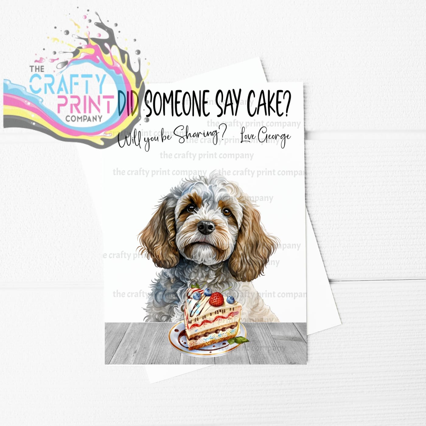 Did someone say cake? Cockapoo A5 Birthday Card – The Crafty Print Company