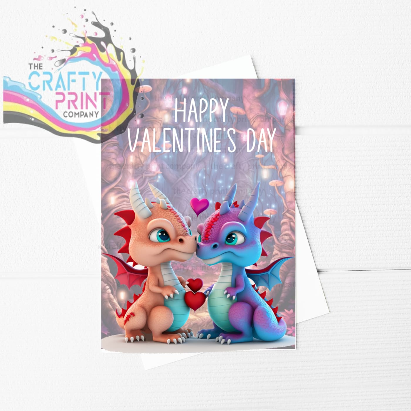 Happy Valentine's Day Dragons A5 Card – The Crafty Print Company