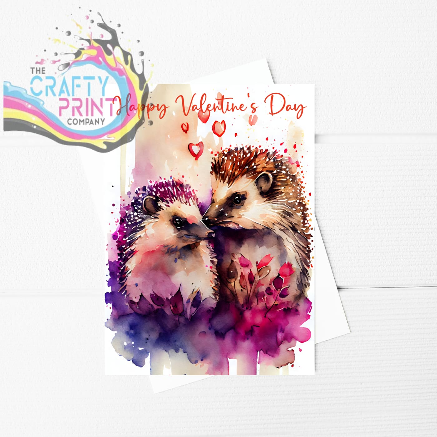 Happy Valentine's Day Hedgehogs A5 Card – The Crafty Print Company