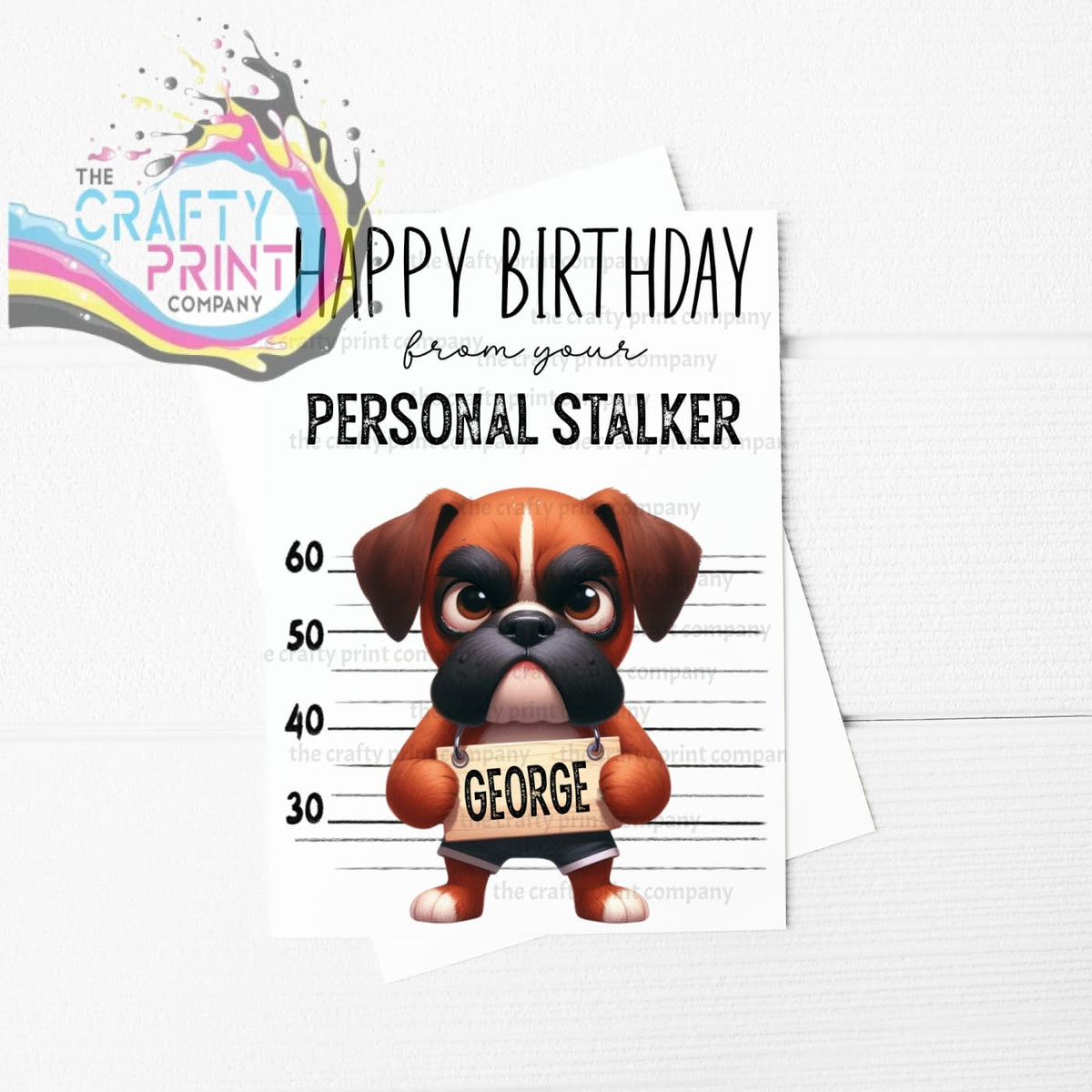 Personal Stalker Boxer A5 Greeting Card – The Crafty Print Company