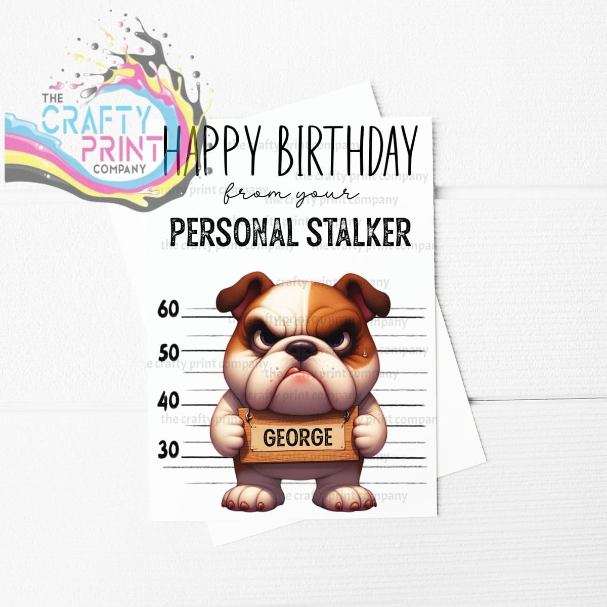 Personal Stalker Bulldog A5 Greeting Card – The Crafty Print Company