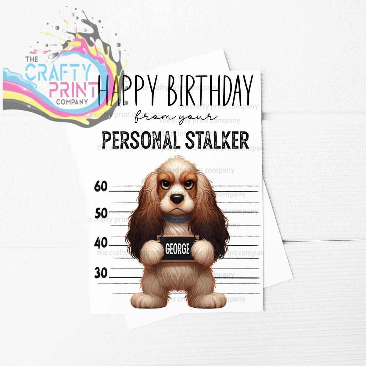 Personal Stalker Cocker Spaniel A5 Greeting Card – The Crafty Print Company