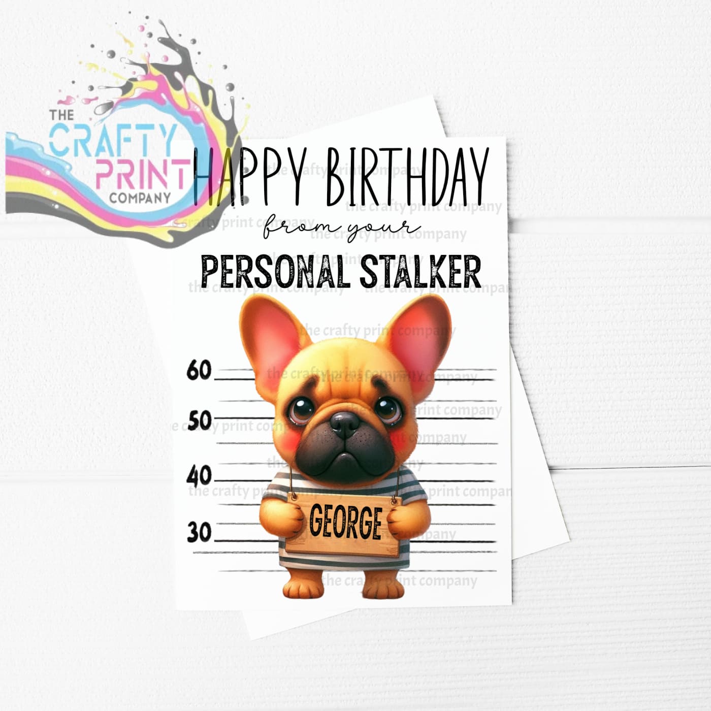 Personal Stalker French Bulldog A5 Greeting Card – The Crafty Print Company