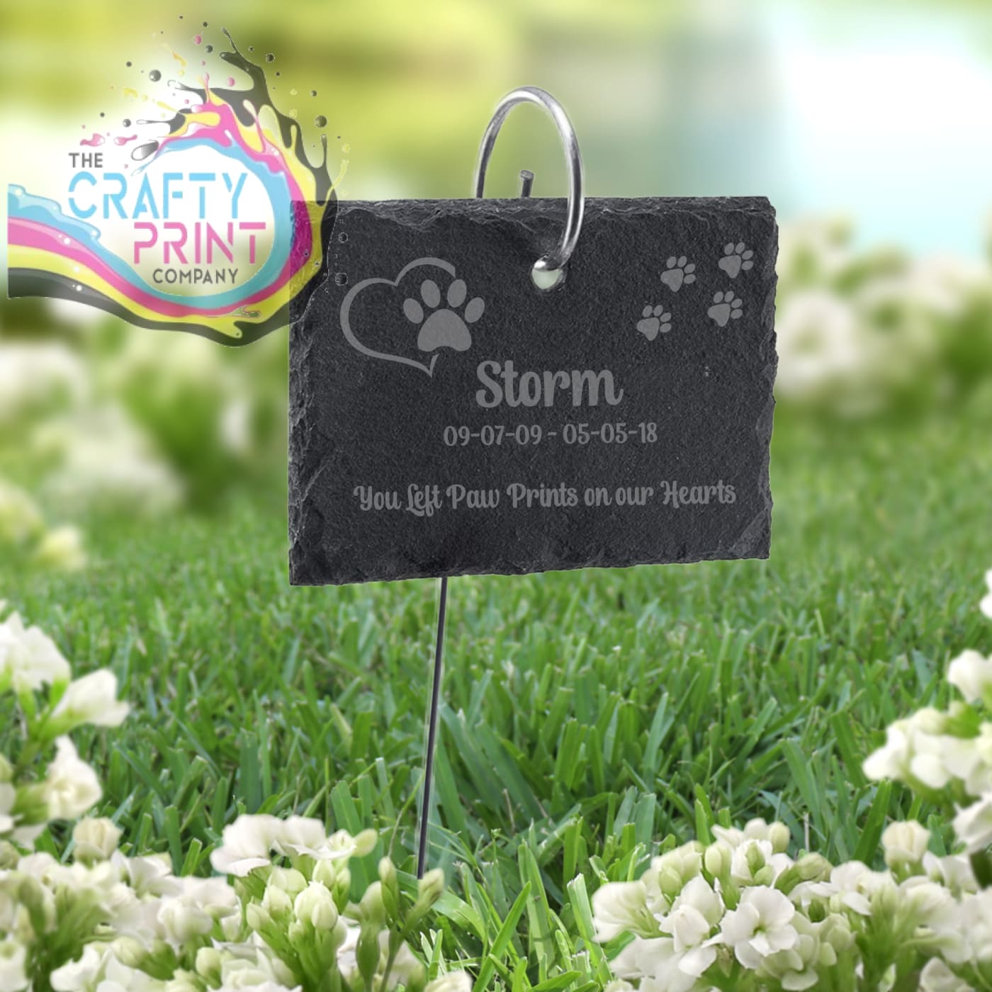 You left paw prints on our hearts Hanging Slate Grave Marker – The ...