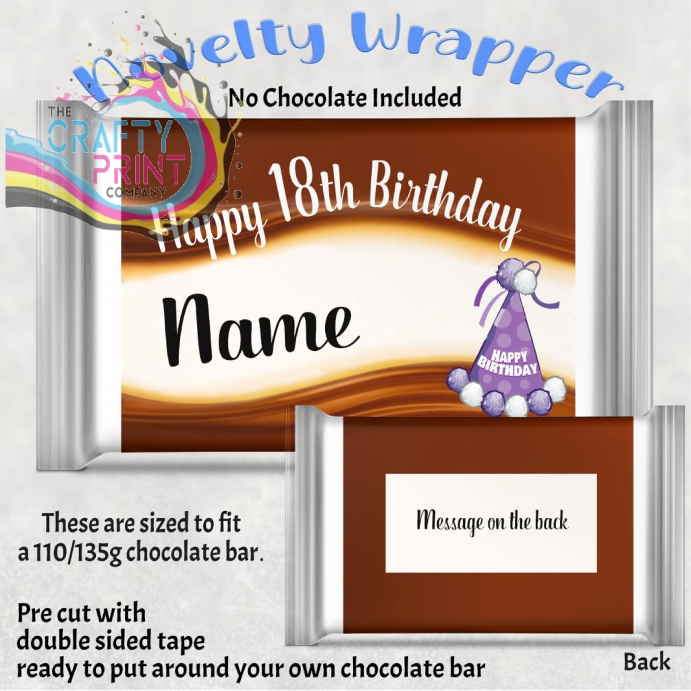 Birthday (Any Number) Hat Chocolate Bar Wrapper – The Crafty Print Company