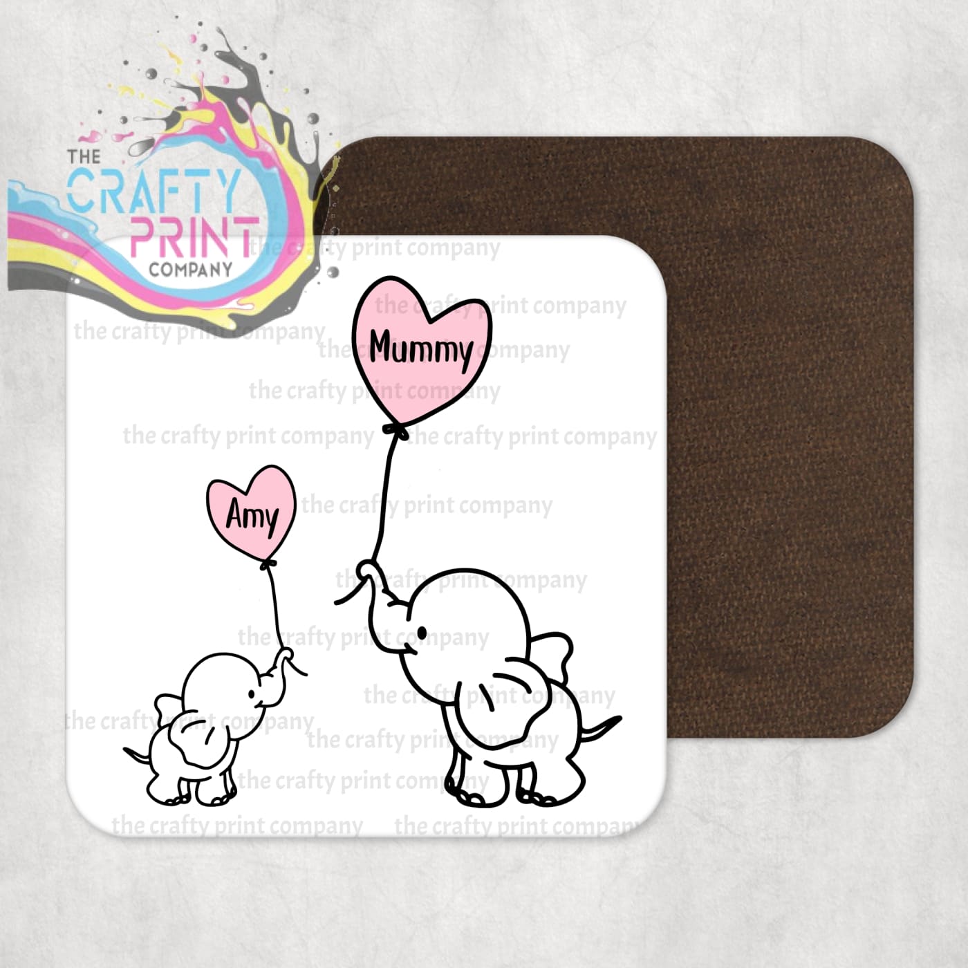 Elephant Mommy & Baby Coaster – The Crafty Print Company