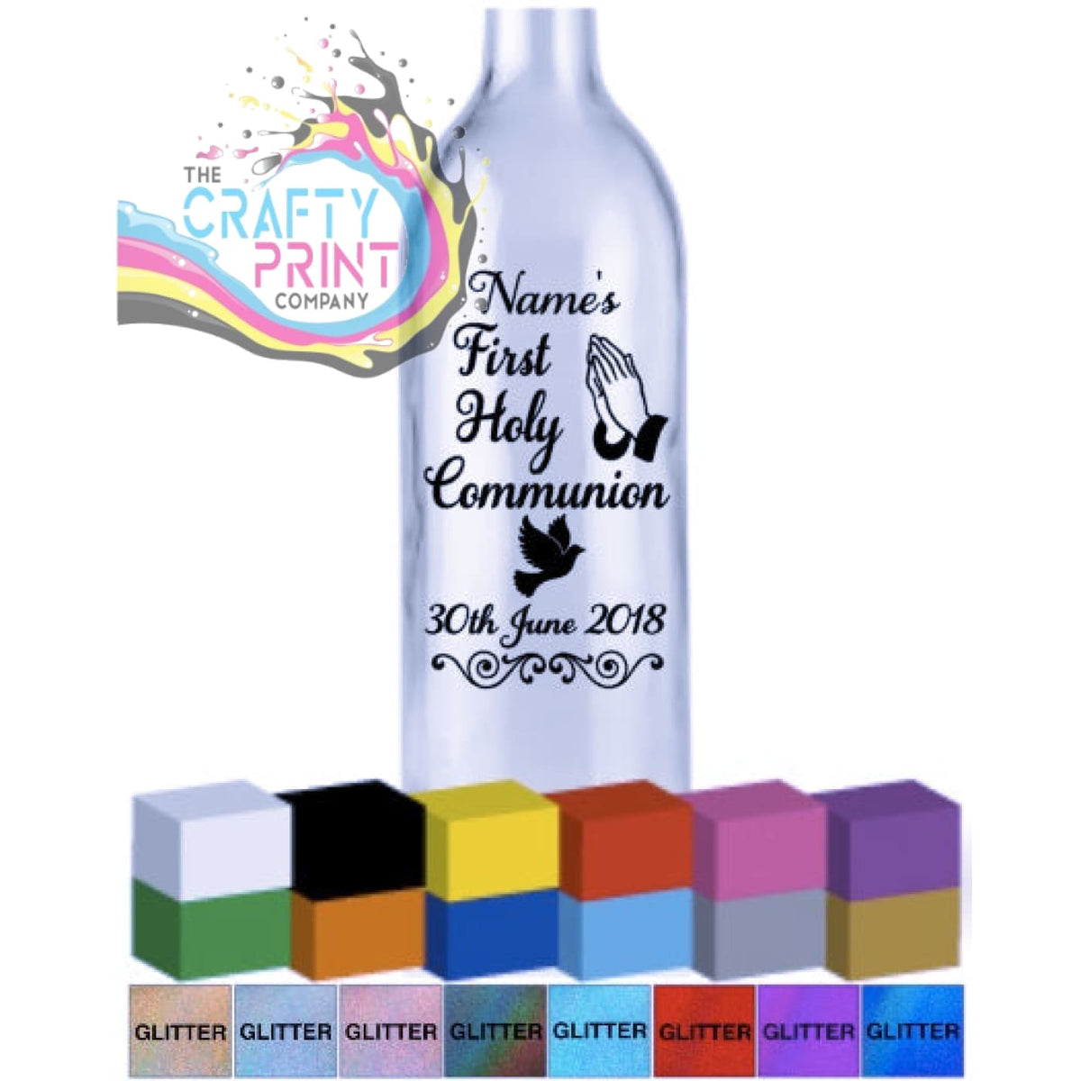 First Holy Communion Personalised Bottle Vinyl Decal – The Crafty Print ...
