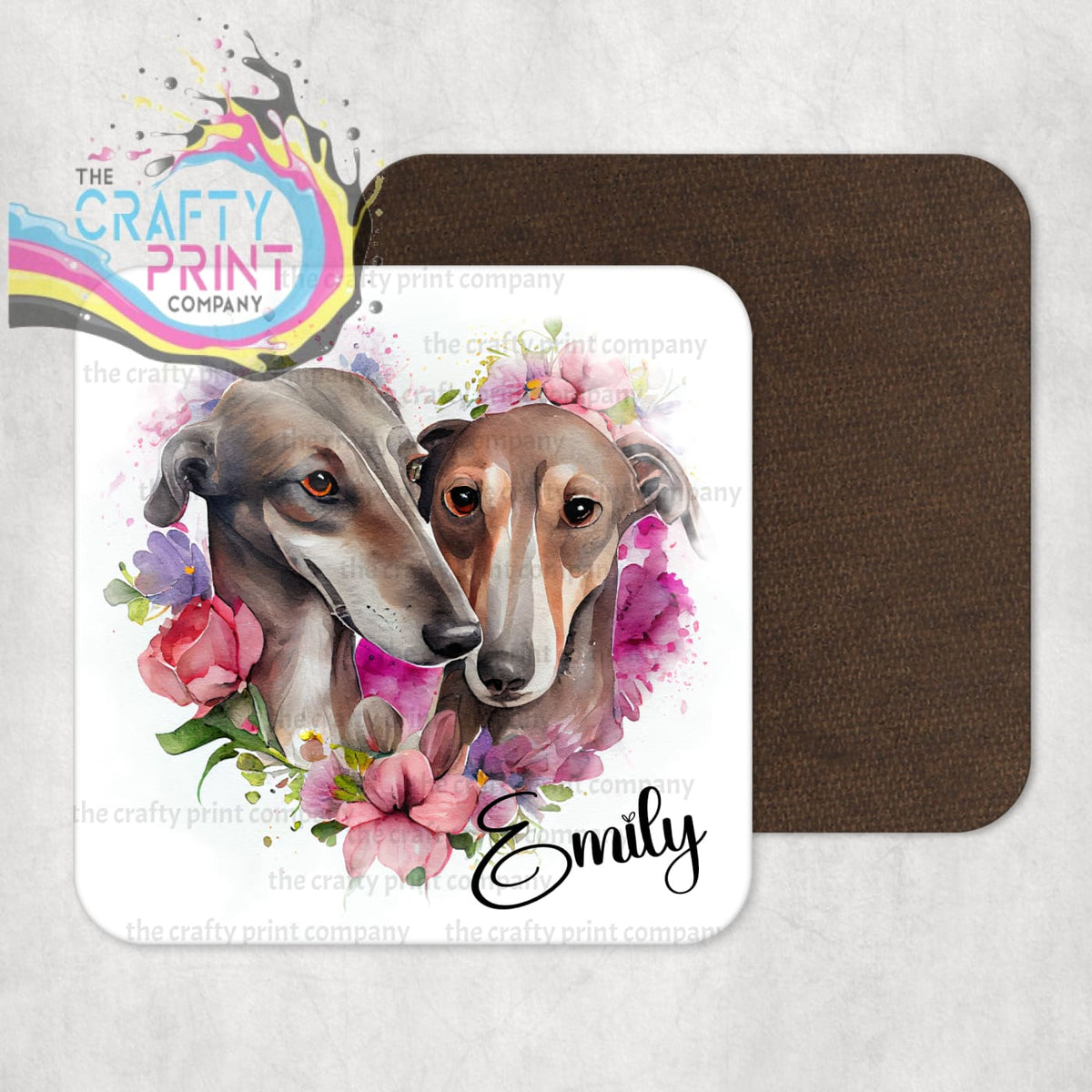 Greyhounds Floral Personalised Coaster – The Crafty Print Company