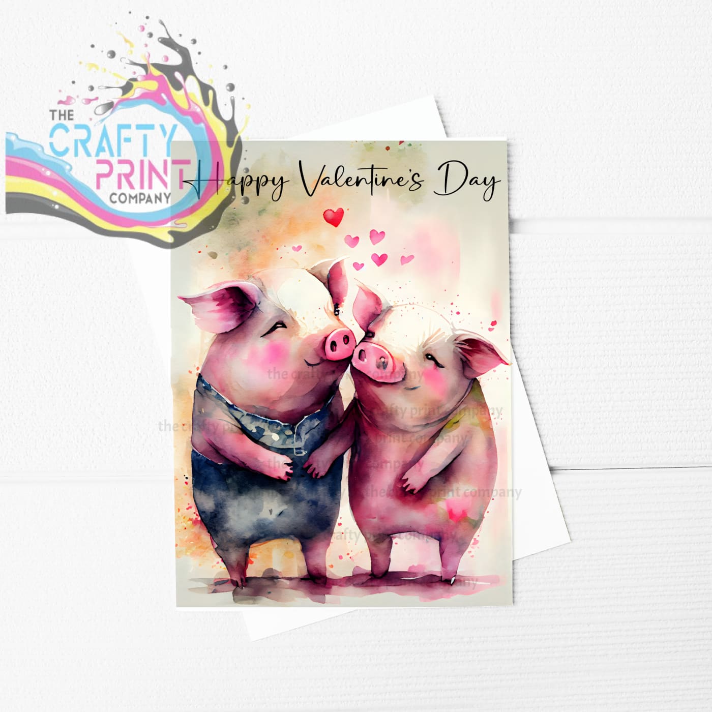Happy Valentine's Day Pigs A5 Card – The Crafty Print Company