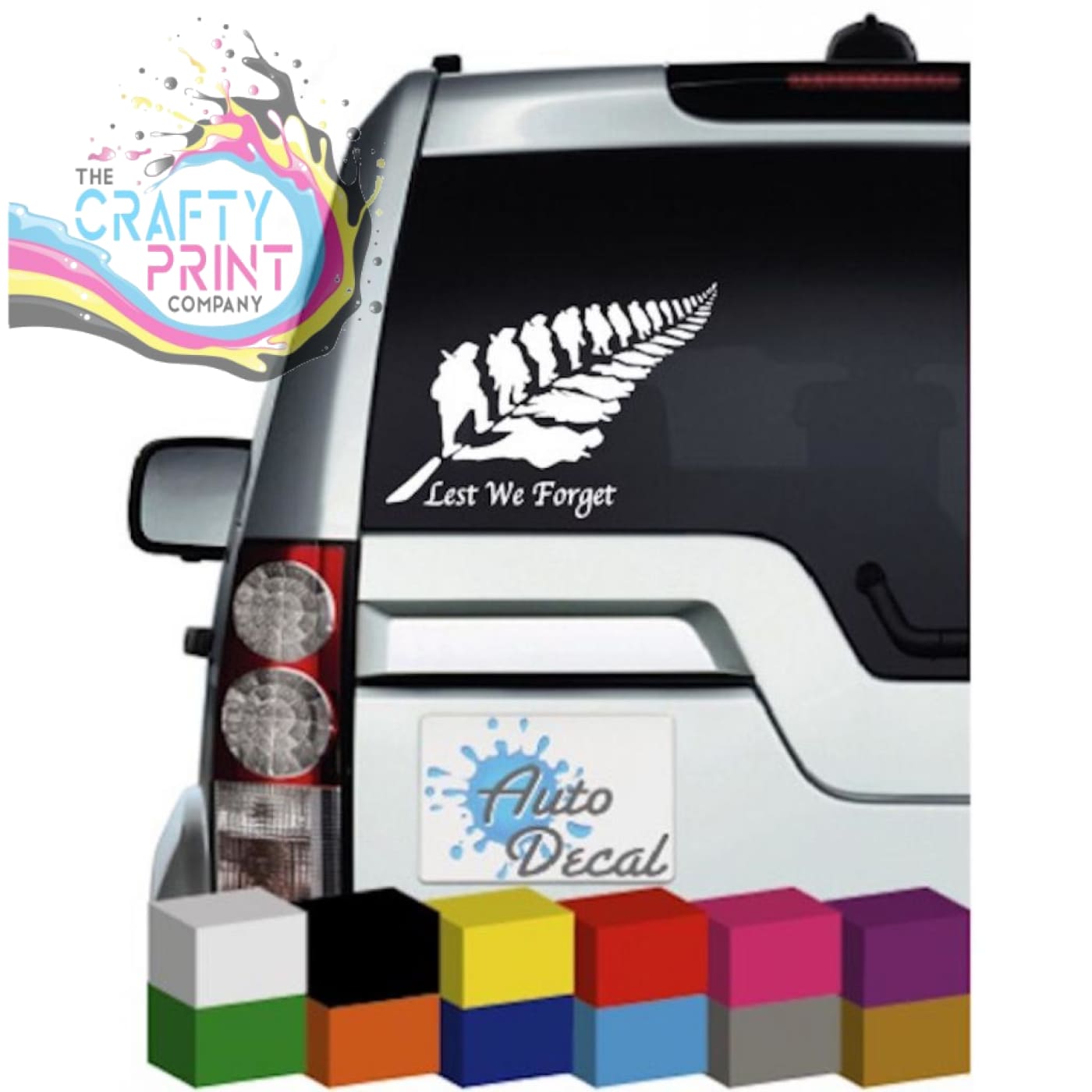 Lest we forget feather Car Sticker – The Crafty Print Company