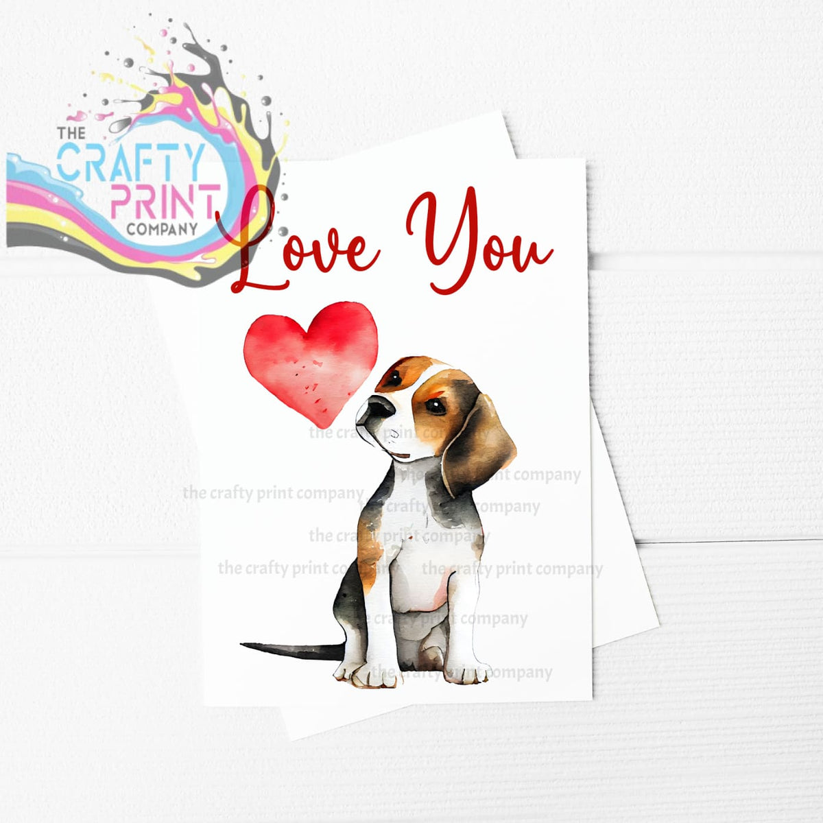 Love You Beagle Valentine's A5 Card – The Crafty Print Company