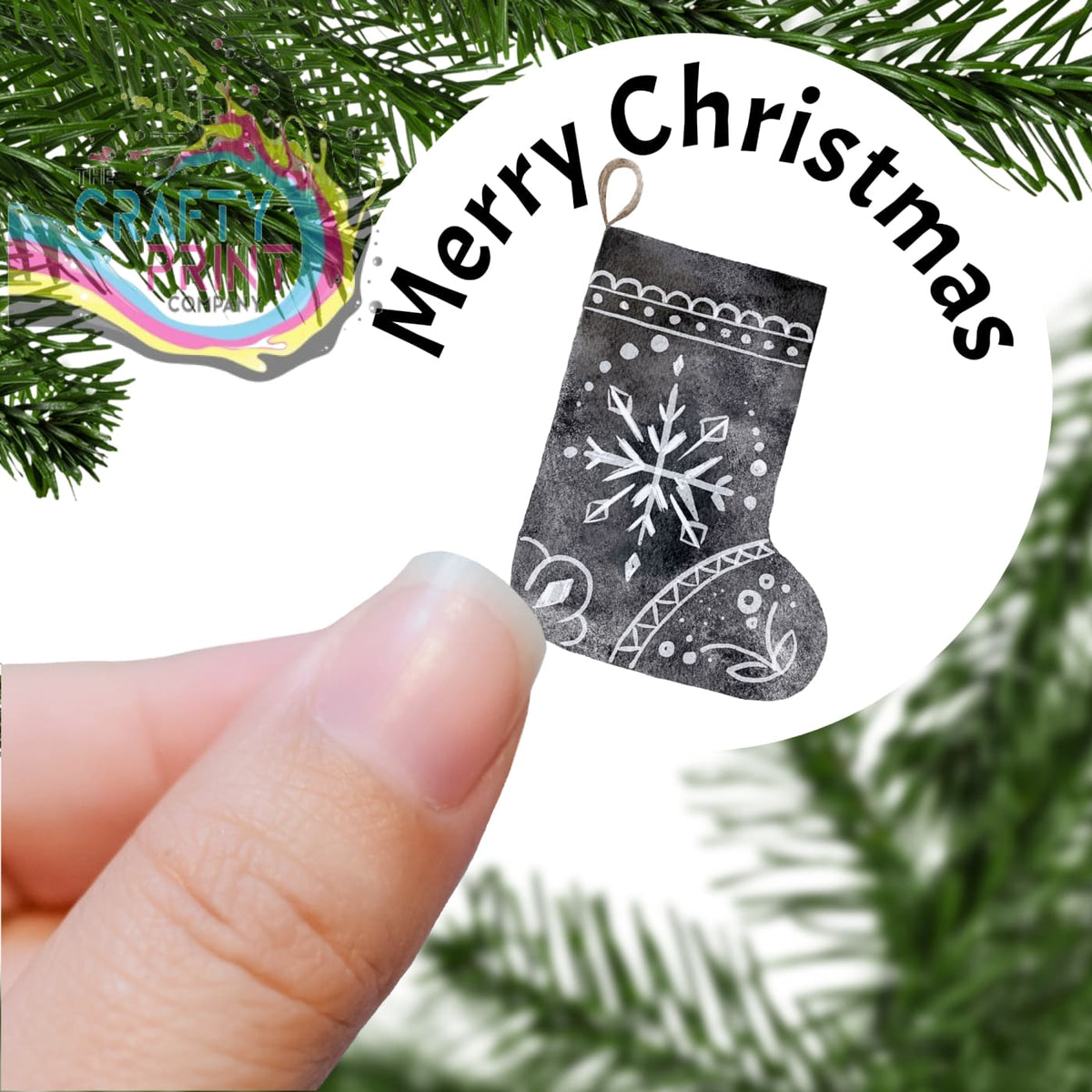 Merry Christmas Stocking Printed Sticker – The Crafty Print Company
