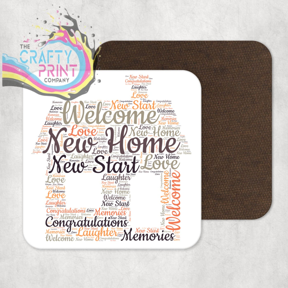 New Home Word Art Coaster – The Crafty Print Company