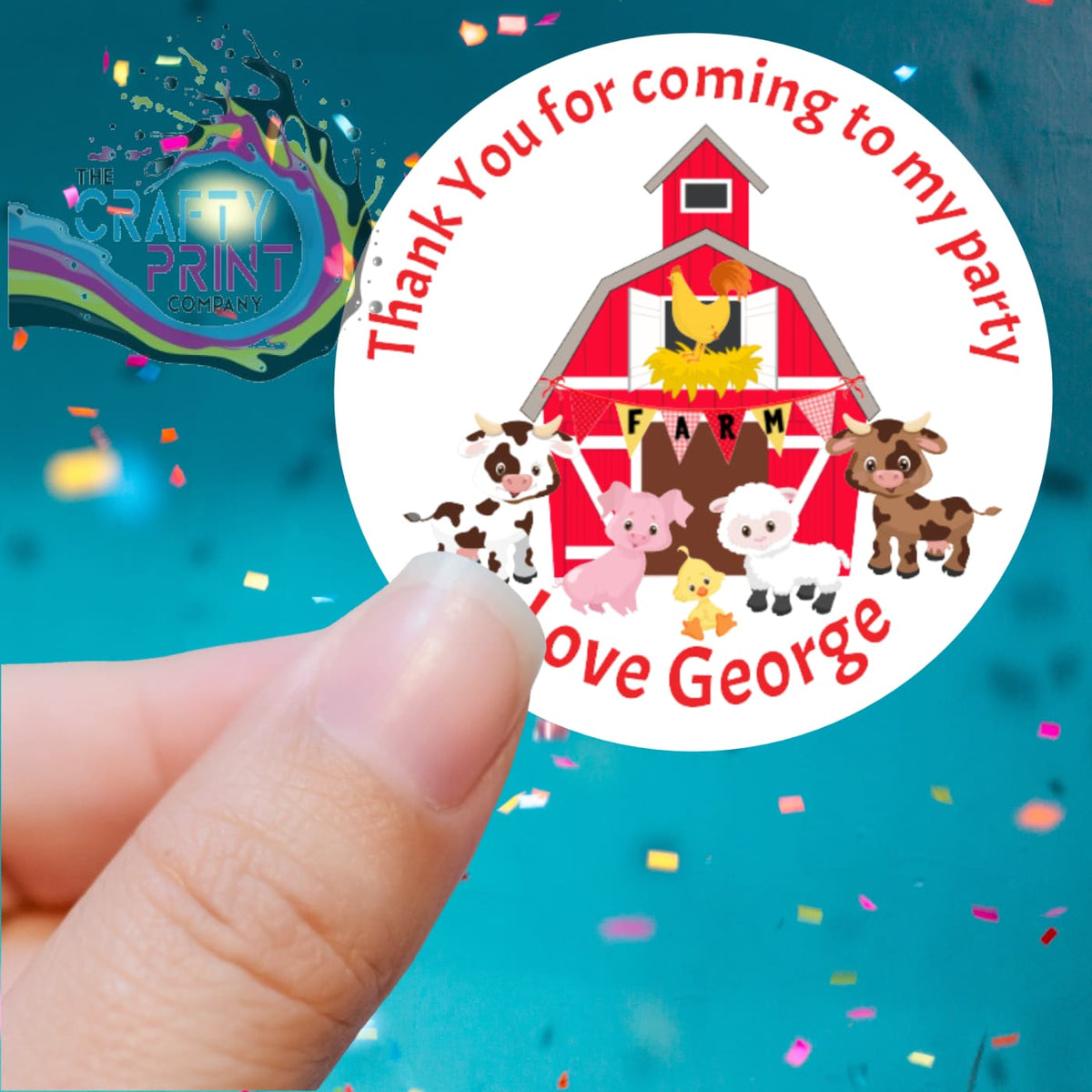 Thank You Farm Animals Party Printed Sticker – The Crafty Print Company