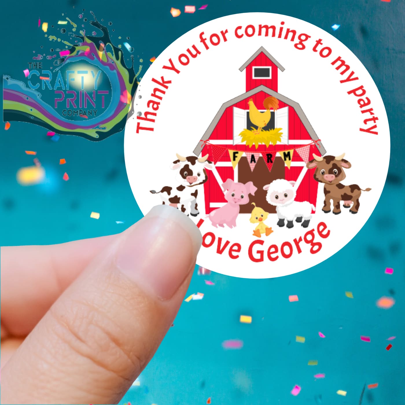 Thank You Farm Animals Party Printed Sticker – The Crafty Print Company