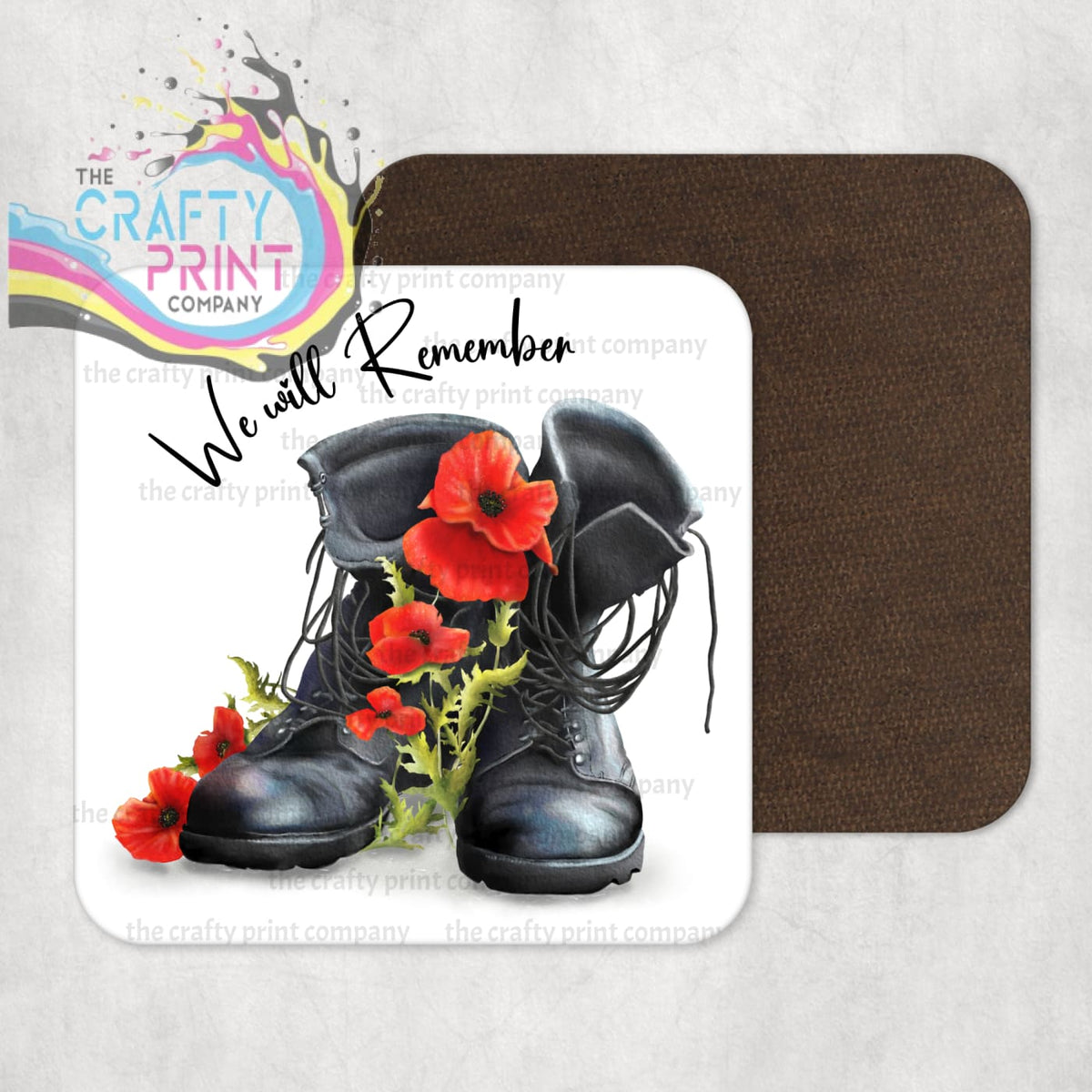 We will Remember Remembrance Coaster – The Crafty Print Company